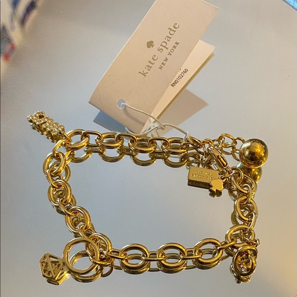 kate spade | Jewelry | Kate Spade How Charming Gold Tone Link Charm ...